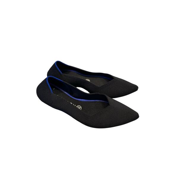 Rothy's | Shoes | Rothys The Point Ballet Flats In Black With Blue Trim ...